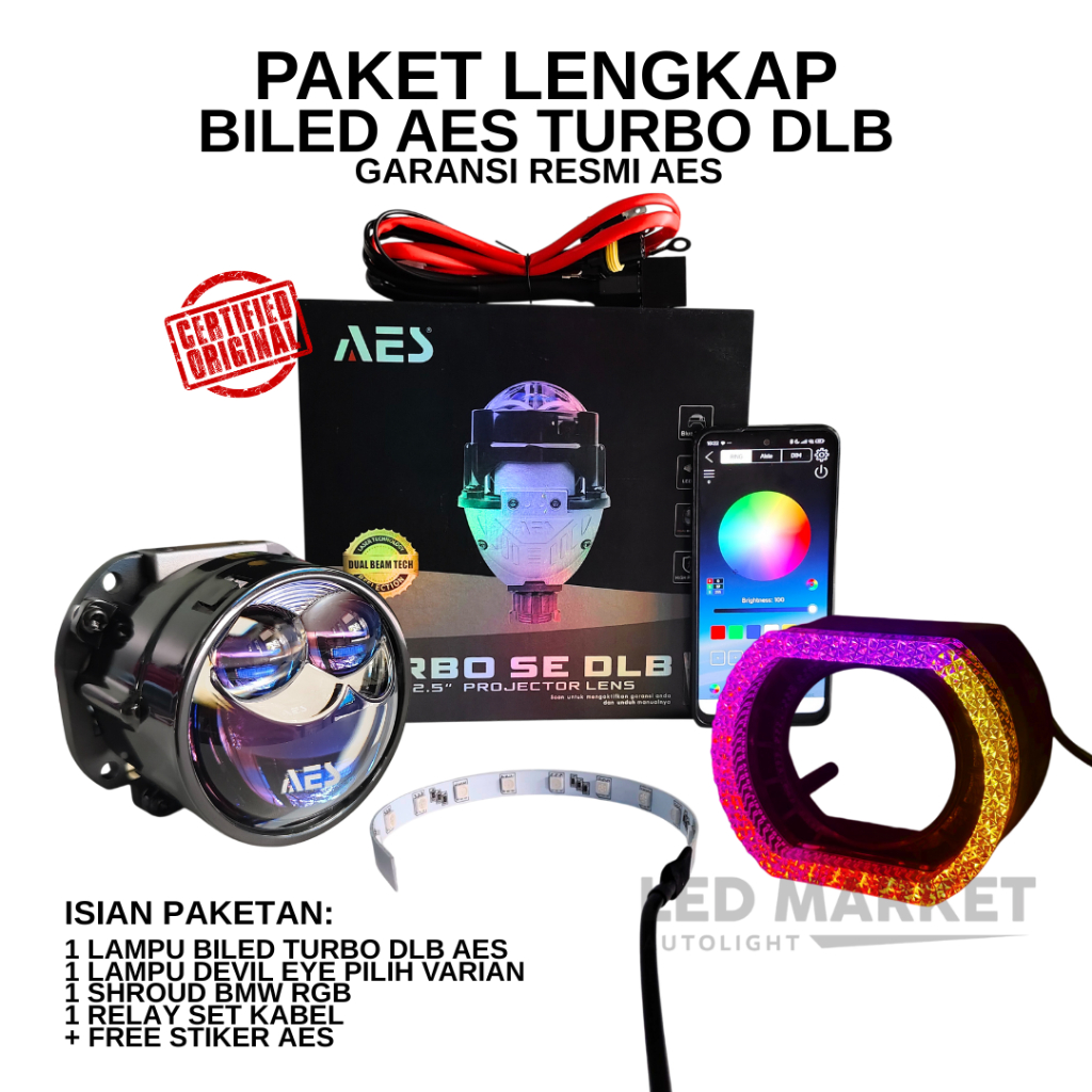 Jual Paket Komplit Biled AES Turbo SE DLB 2.5 Inch Dual Low Beam 70 ...