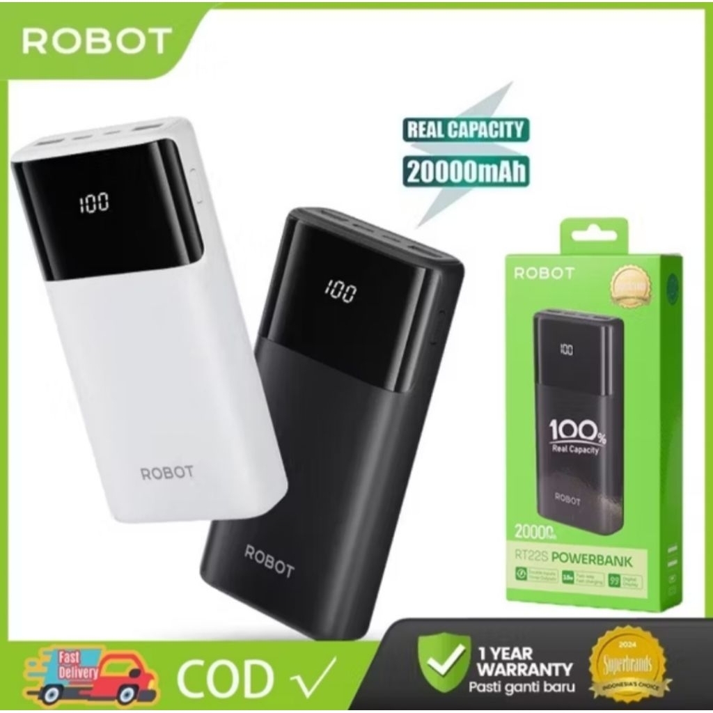 Jual ROBOT RT22S Smart Powerbank Fast Charging 20000mAh (Upgrade dari ...