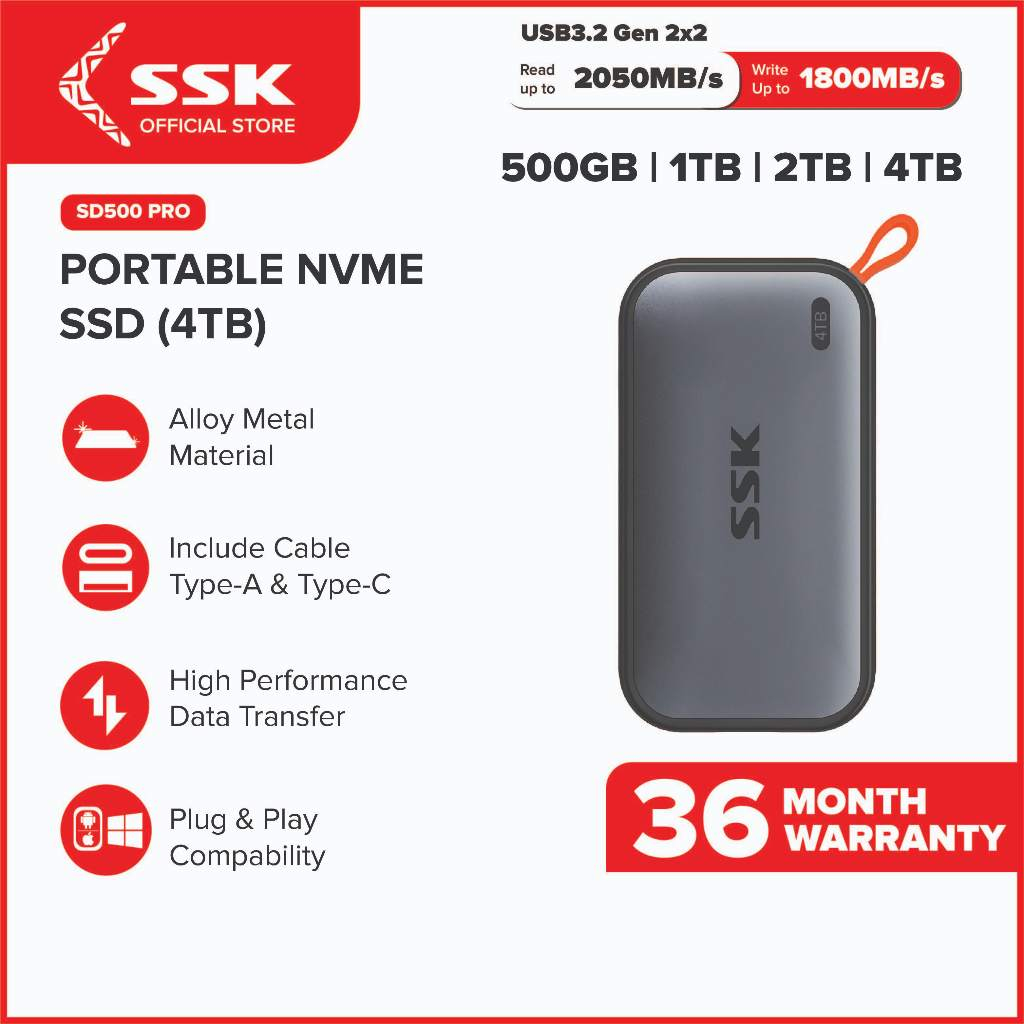 Jual SSD Portable SSK Storage Eksternal 2000 MB/S 500GB/1TB/2TB/4TB ...