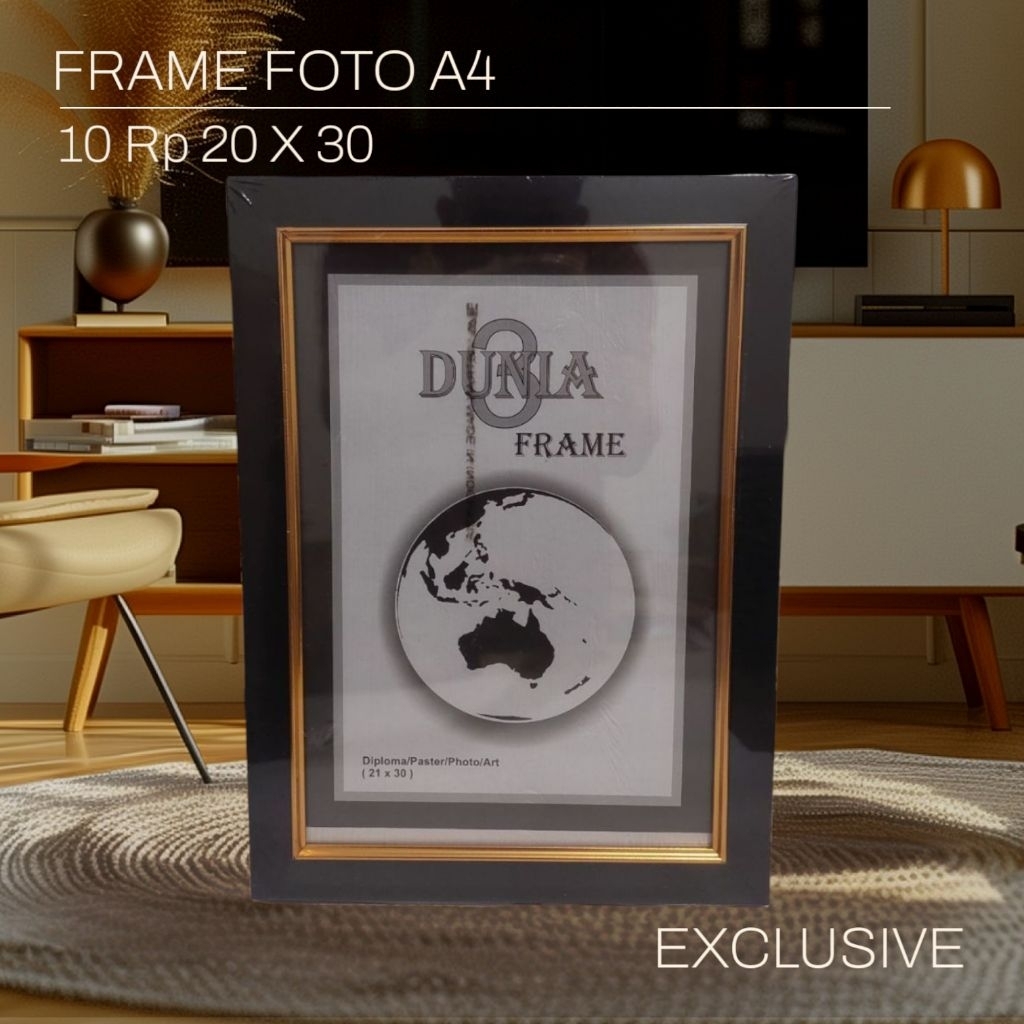 Jual FRAME FOTO 20X30 HITAM LIST GOLD 10Rs FIGURA / BINGKAI / PIGURA ...