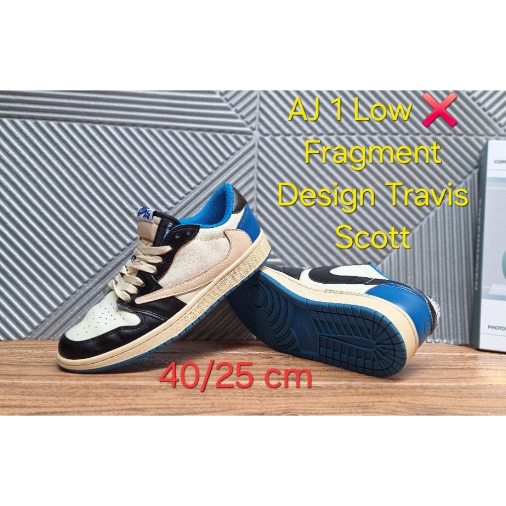 Jual N1ke Air Jordan 1 Low ️ Fragment Design Travis Scott Blue, size 40 ...