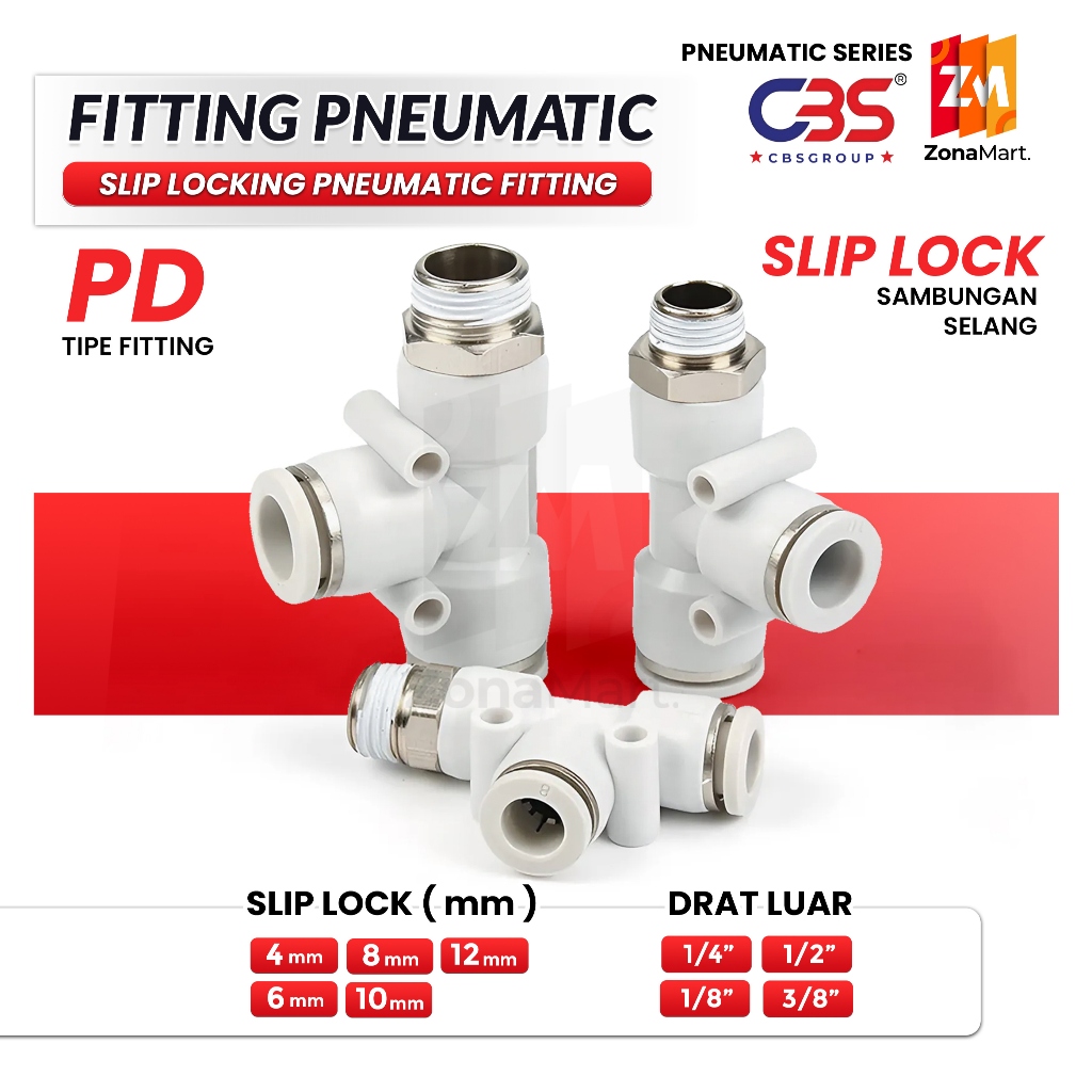 Jual Fitting TEE nepel selang pneumatic PD | Shopee Indonesia