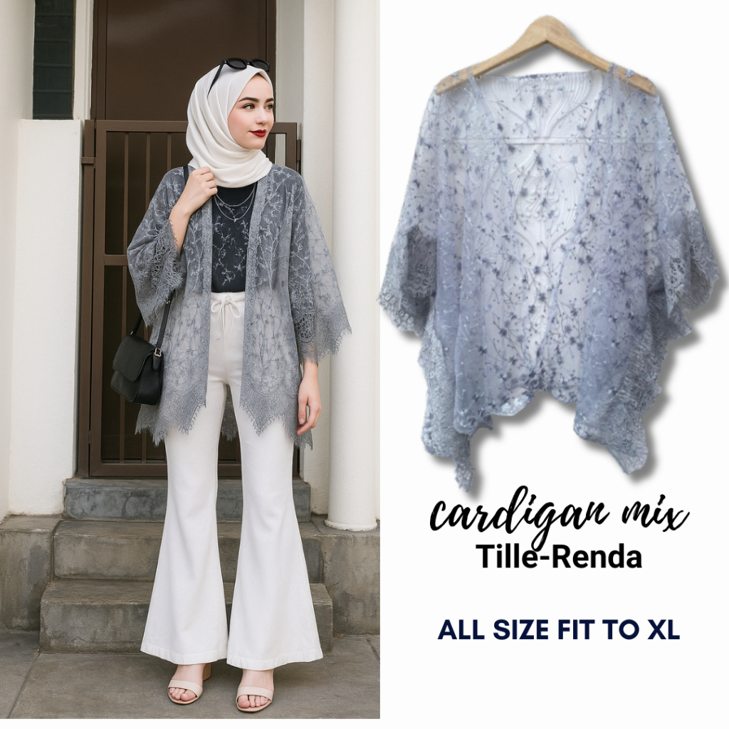 Jual Promo Outer Cardigan Kebaya Tille Mix Brukat Renda Premium ...