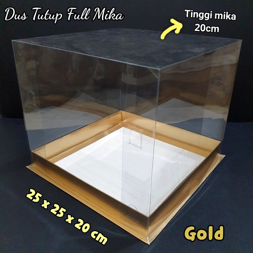 Jual Dus Kue 25 x 25 x 20 cm Tutup Mika Cake box Gold Emas Kotak ...