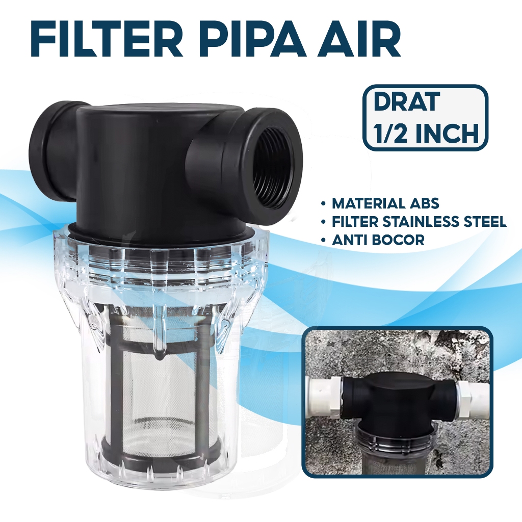 Jual Homeneeds Filter Pipa Air Plastik Transparan 1/2 3/4 Inch Saringan ...