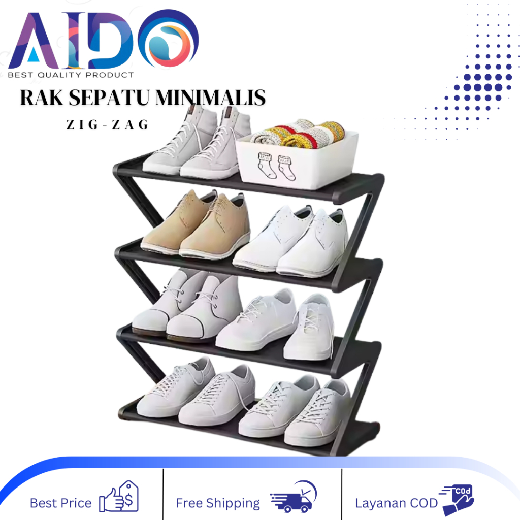 Jual Rak Sepatu Zigzag minimalis / Rak sandal 4 Susun Shoes Rack Sandal ...