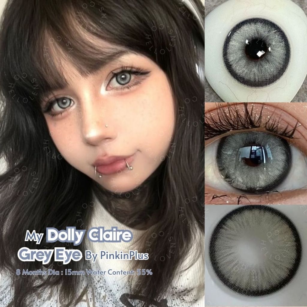 Jual HELLOLENS My Dolly Eye Claire Color By PinkinPlus Gray Abu Softlen ...