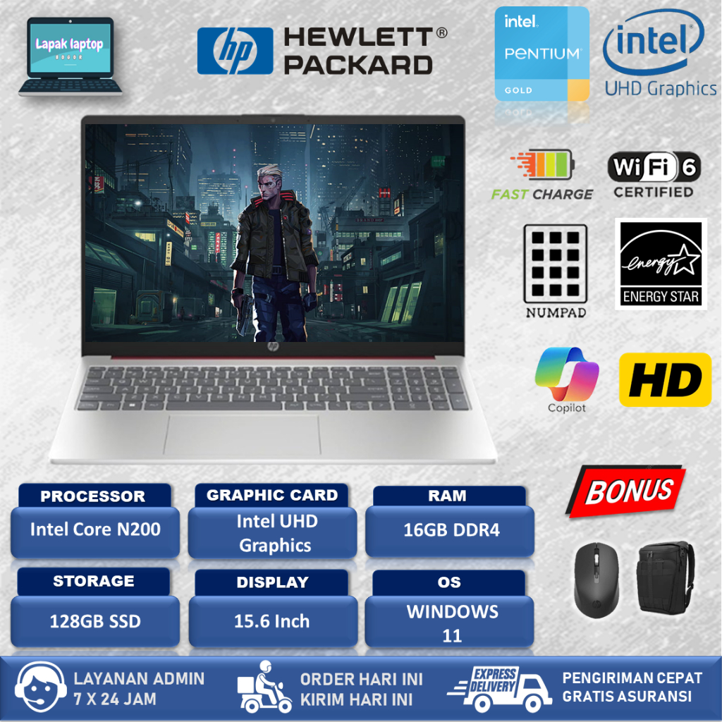Jual Laptop Hp 15 Intel Core N200 Ram 16GB 128GB SSD Windows 11 Office ...