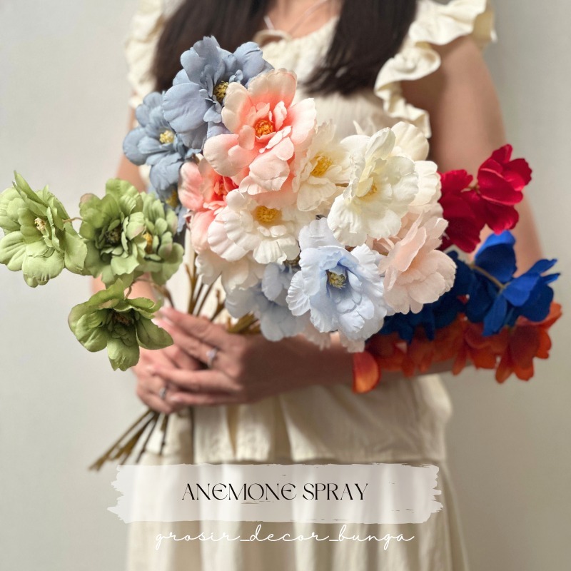 Jual ANEMONE SPRAY FLOWER DAISY SPRAY KRISAN ARTIFICIAL 55CM ASTER DESI ...