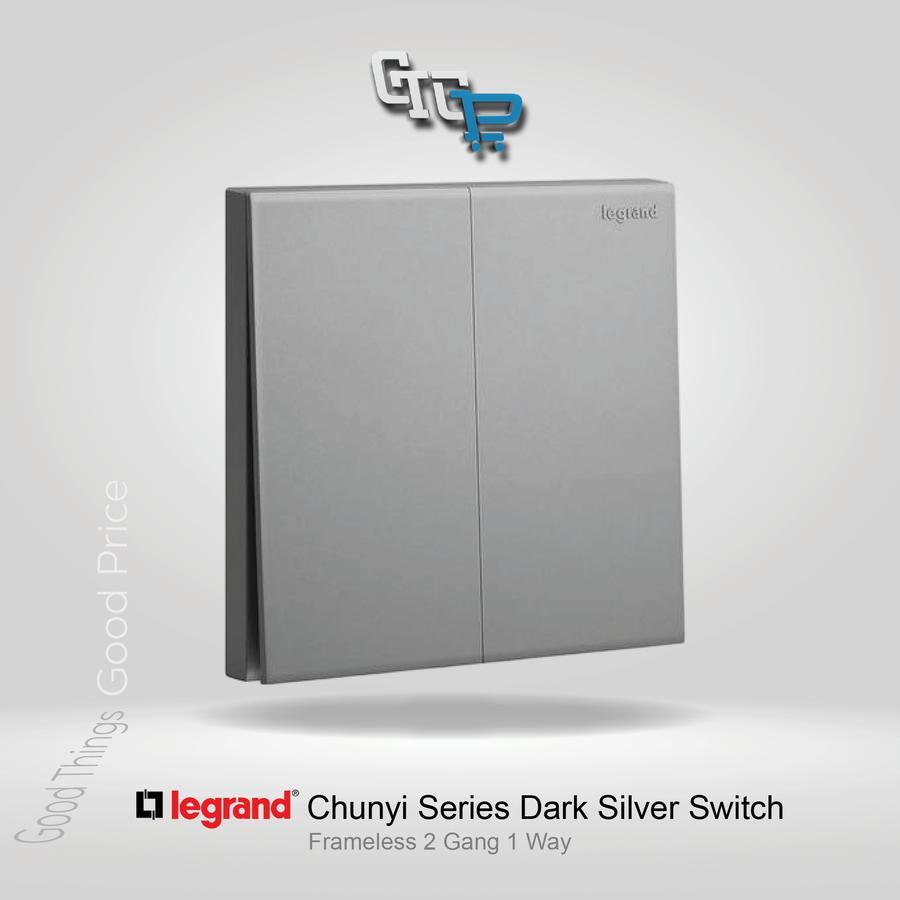 Jual Legrand Chunyi Frameless Saklar Lampu 2 Gang 1 Arah Switch Dark ...