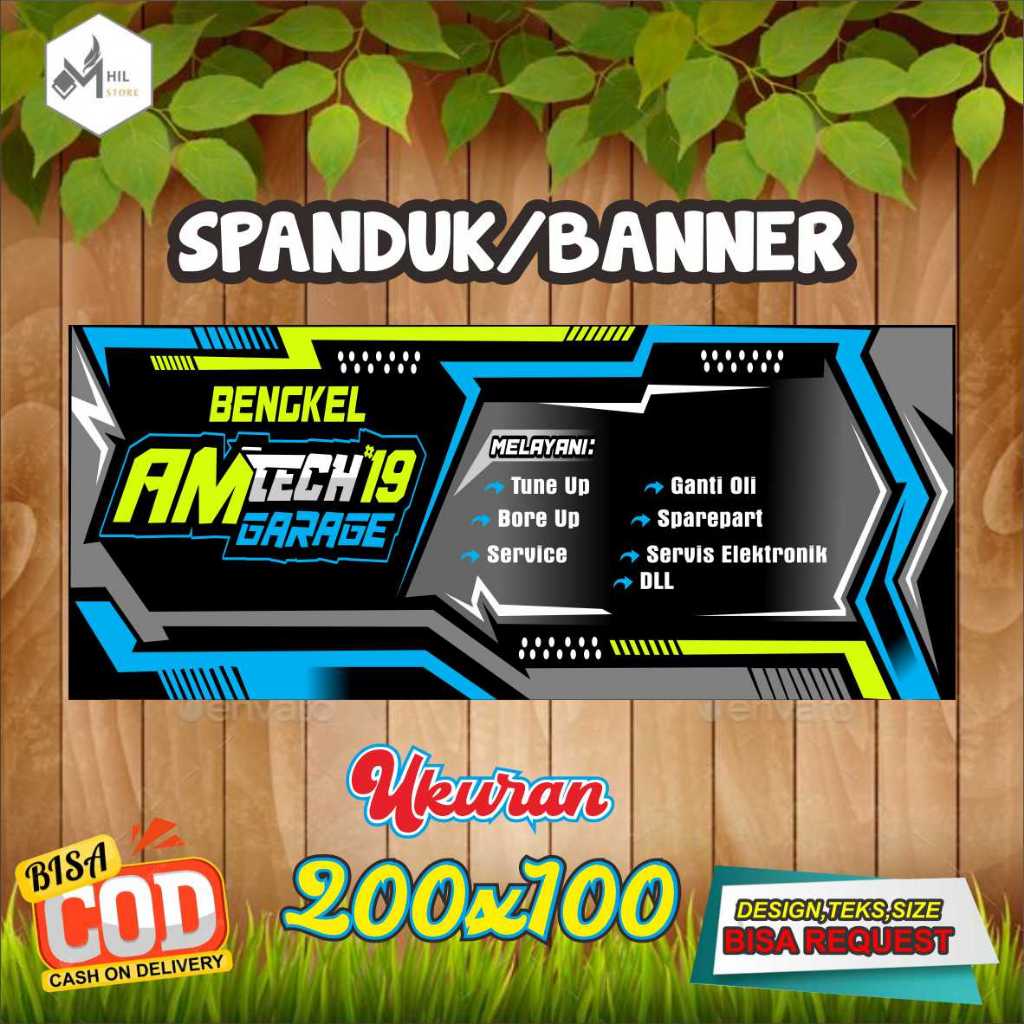 Jual Spanduk Banner Size 200X100cm BENGKEL MOTOR Custom Design Dan ...
