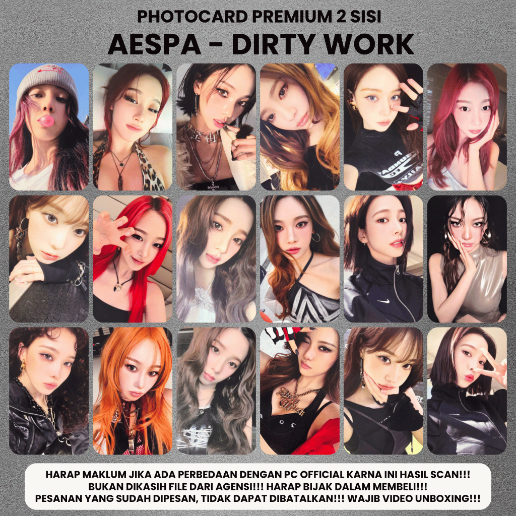 Jual (ISI 4 PCS) Photocard AESPA DIRTY WORK - PC AESPA 2 Sisi Kartu Kpop Merch | Shopee Indonesia