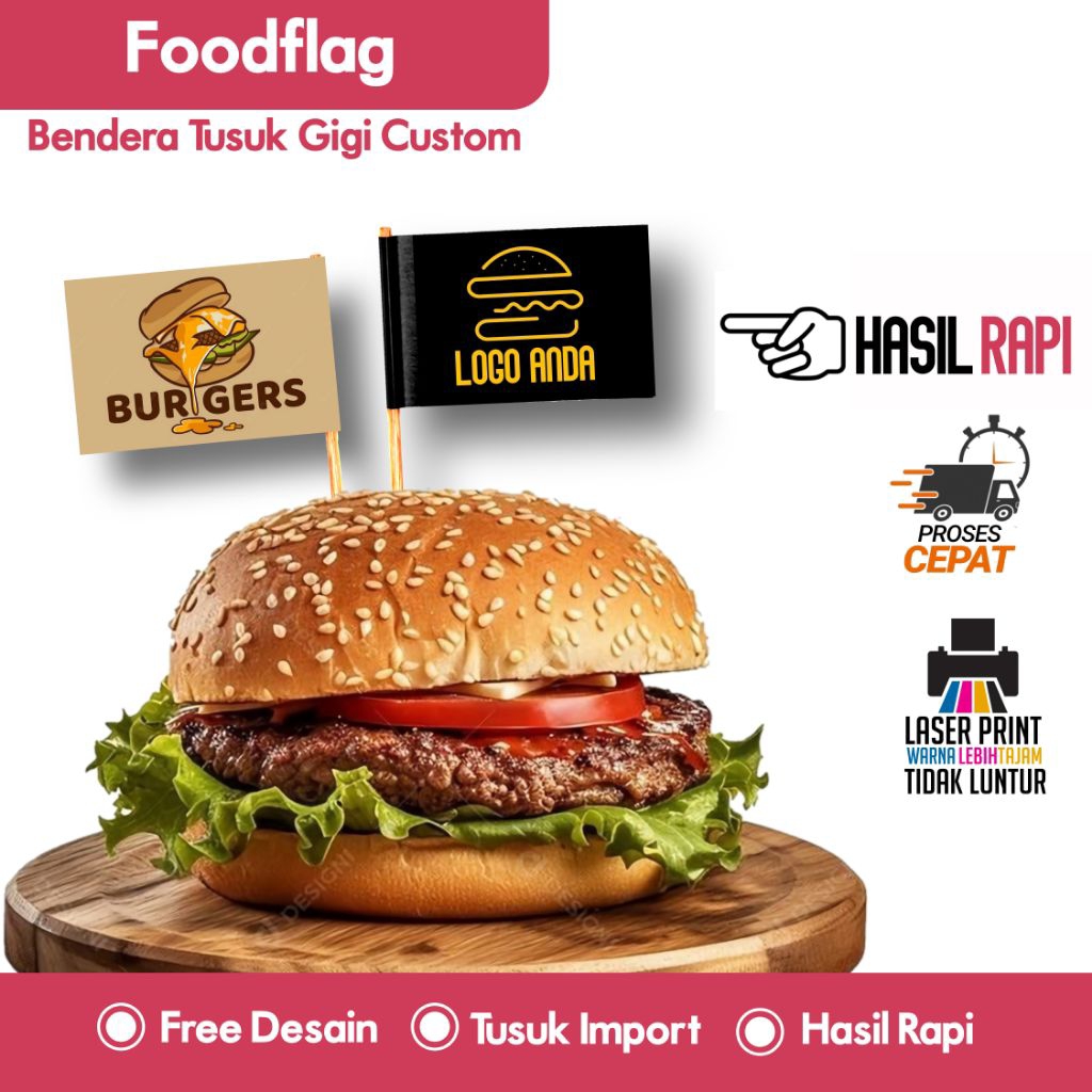 Jual Cake topper - food flag - Bendera Tusuk Gigi- foodflag custom ...