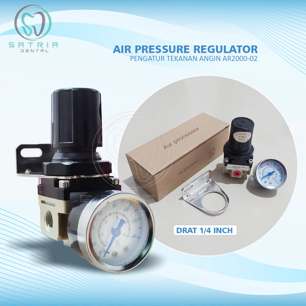 Jual Regulator Pengatur Tekanan Angin AR2000-02 Drat 1/4 inch | Shopee ...