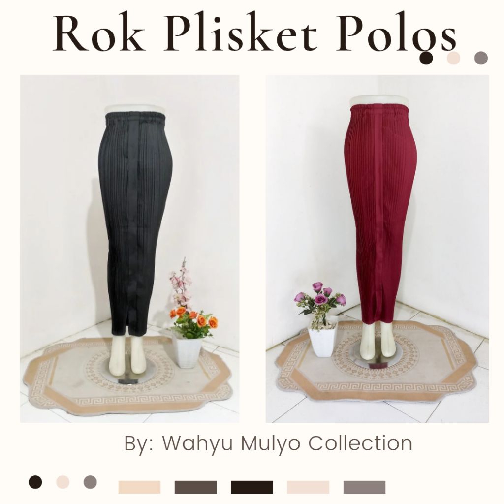 Jual WM> Rok Plisket Hitam Polos Wiru Dan Non Wiru Bawahan Wanita All ...