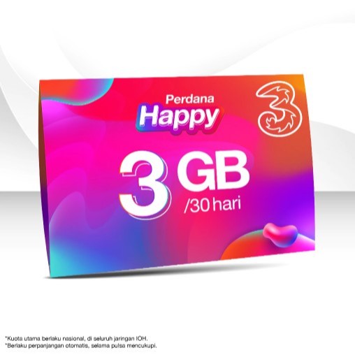 Jual Kartu Perdana Tri Happy 3GB Nasional Full Reguler 24jam Masa Aktif 30hari | Shopee Indonesia