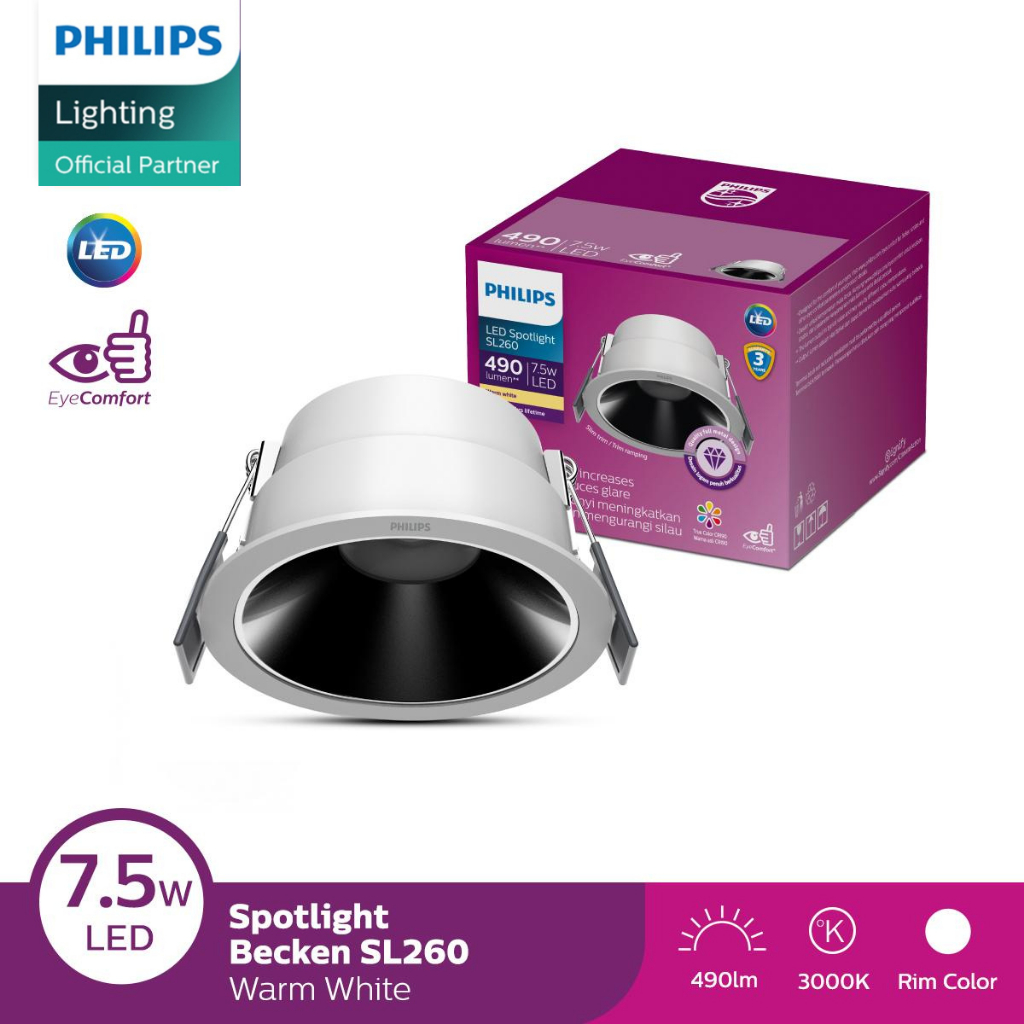 Jual Lampu Spotlight Philips SL260 RD WH 075 7.5W 930 36° Cahaya Kuning ...