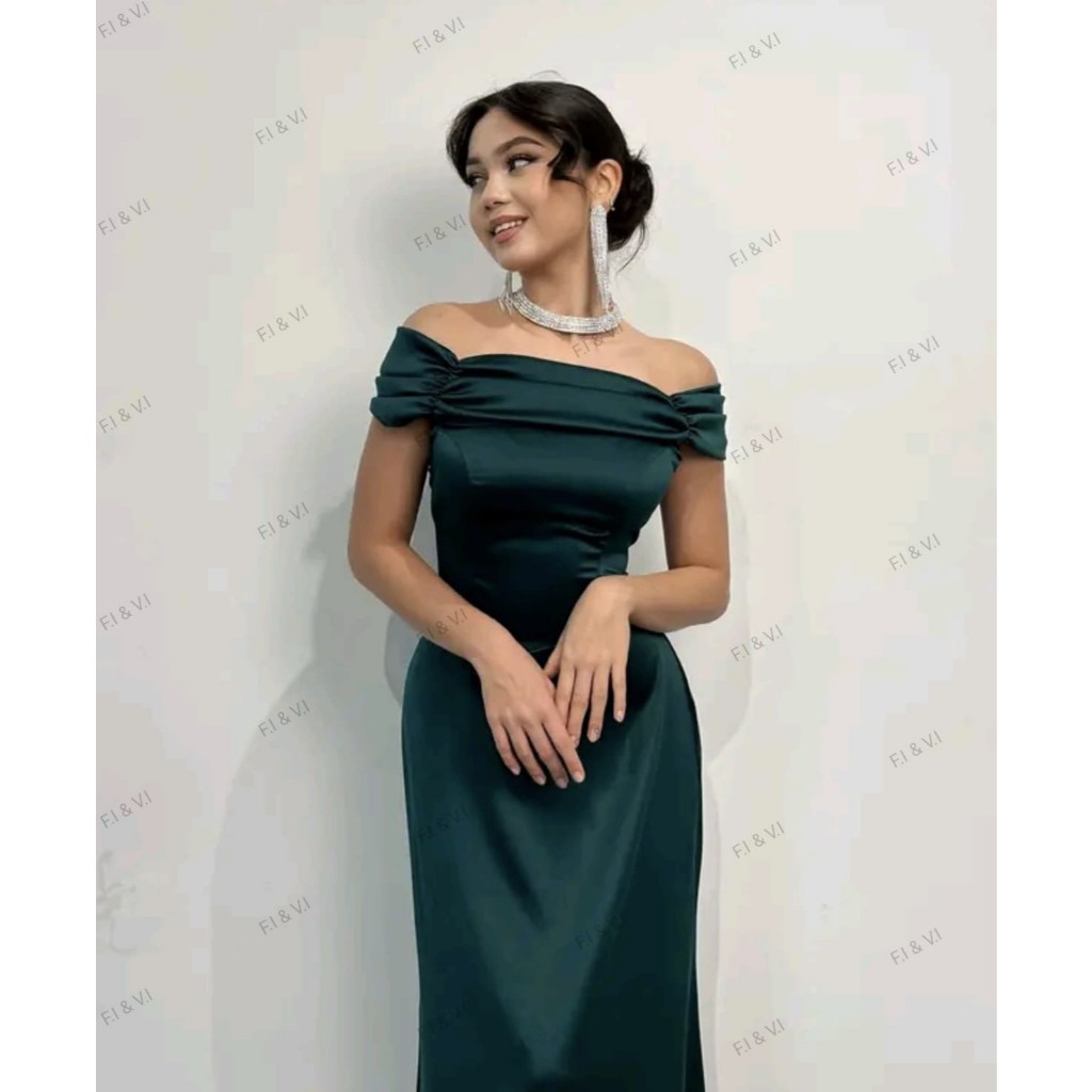 Jual SB001 Dior Dress Maxi Model Sabrina | Gaun Bridesmaid Mewah ...