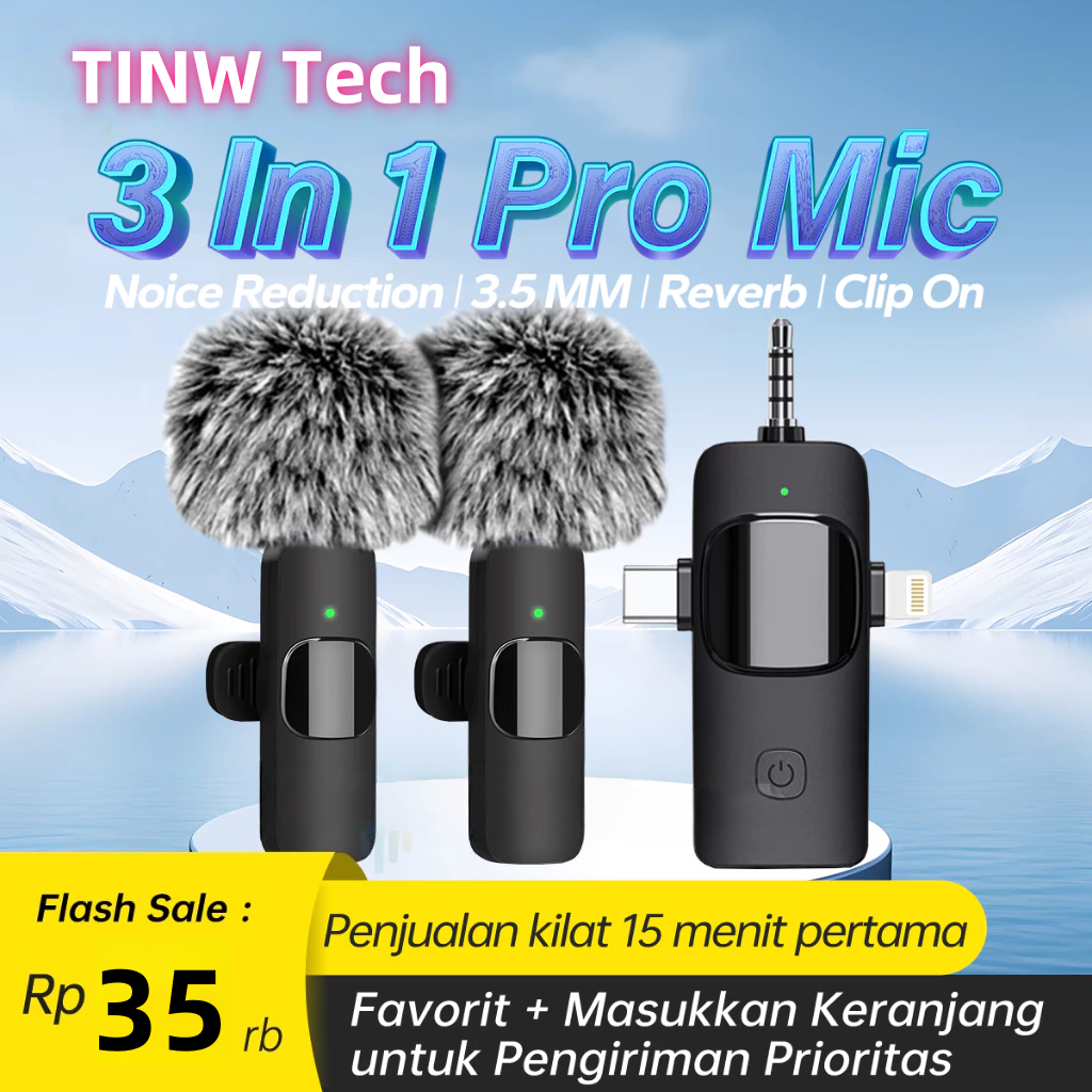 Jual TINW 3 In1 3.5mm Mikrofon Nirkabel Lavalier Mic Portabel Audio Video Pembuatan Rekaman ...
