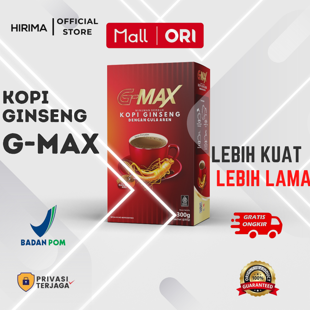 Jual G-Max Kopi Gingseng Box Sachet: Kopi Kuat Stamina Pria Tahan Lama Original | Shopee Indonesia