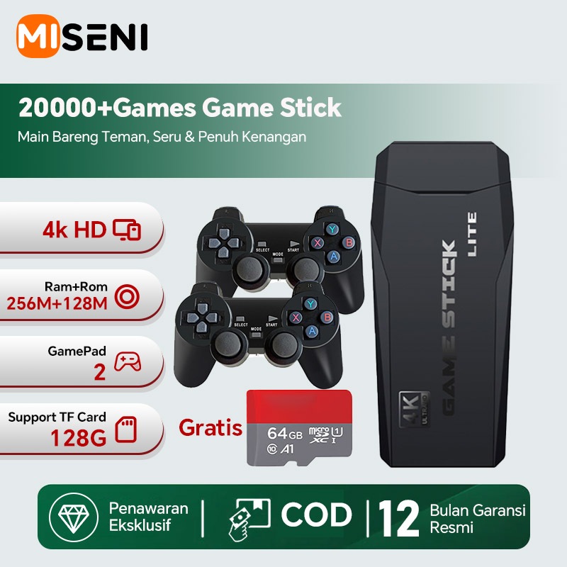 Jual MISENI Game Stick Wireless Gamepad 2Player TV HDMI Connect PS1 ...