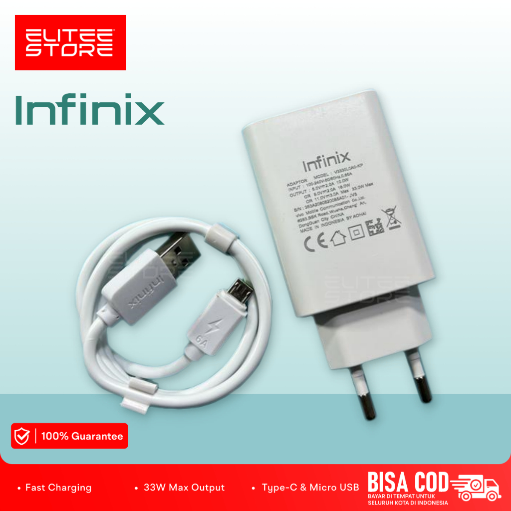 Jual [ ORI ] CHARGER INFINIX FAST CHARGING 33W ORIGINAL 100% MICRO USB ...