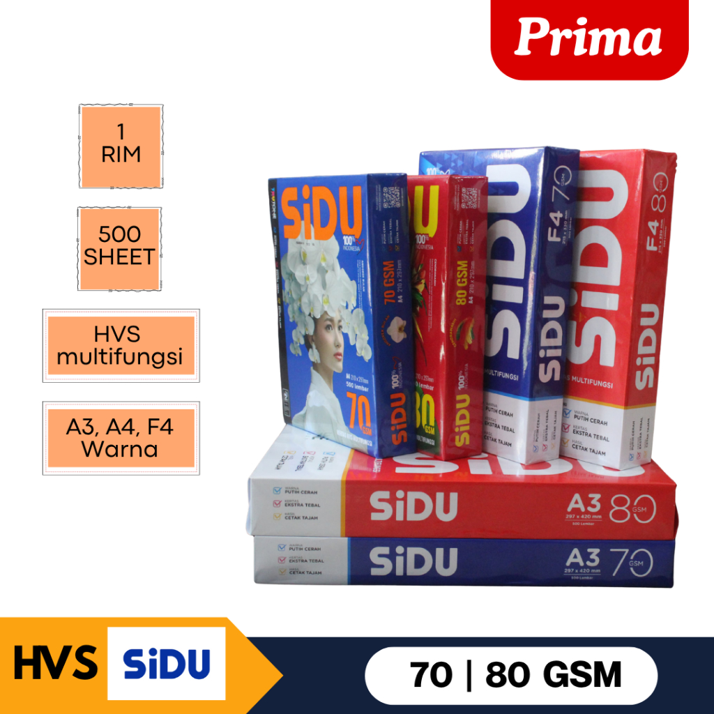 Jual SiDU Kertas HVS Multifungsi A3/A4/F4/Warna ~ 70 & 80 GSM | Shopee ...