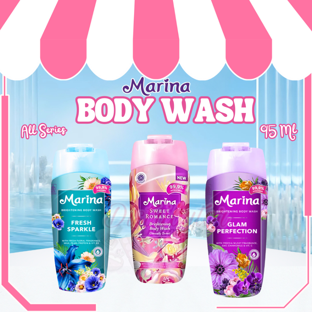 Jual MARINA Brightening Body Wash 95ml Fresh Sparkle / Sweet Romance / Glam Perfection | Bpom ...