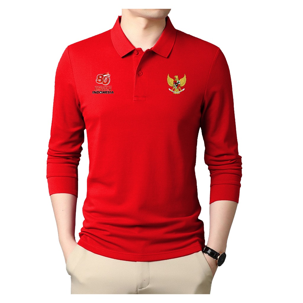 Jual Kaos Polo Kerah Pria/17 Agustus/Lengan Panjang/Seragam/Polo Shirt ...