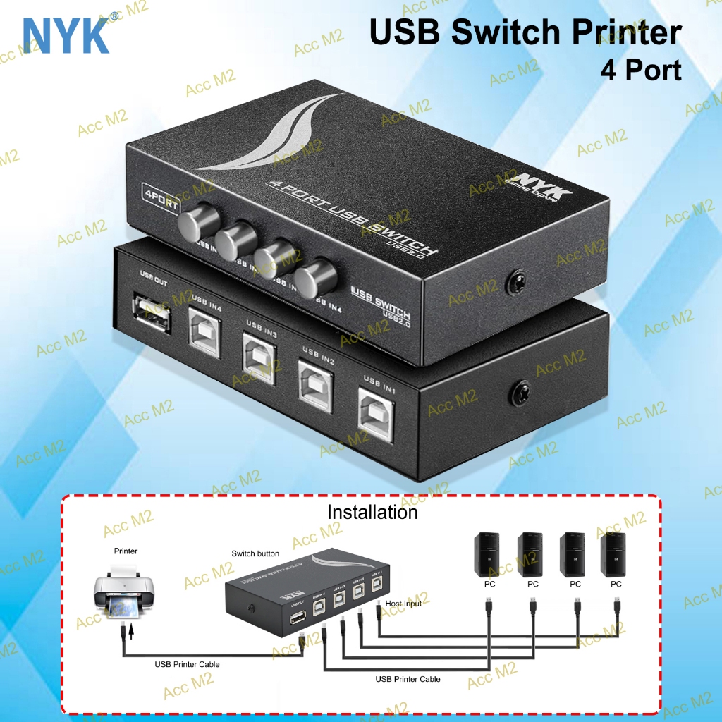 Jual Manual Switch USB Printer 2 / 4 Port Sharing Switcher USB 2.0 Printer | Shopee Indonesia