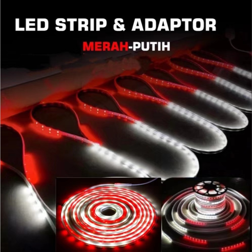 Jual Lampu LED Strip Selang paket RGB DAN MERAH PUTIH 3528 2835 220V ...