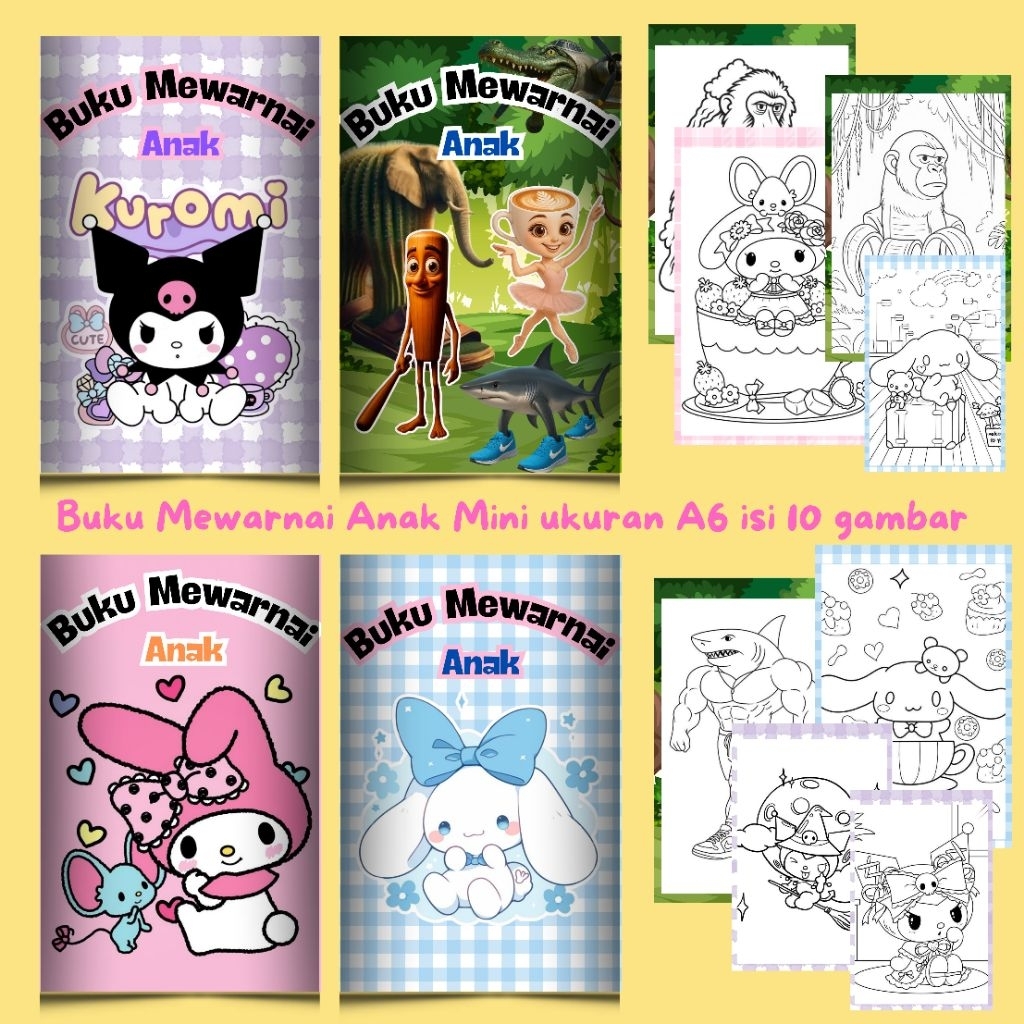 Jual MYUME.STORE || BUKU MEWARNAI ANAK MINI UKURAN A6 KUROMI ...