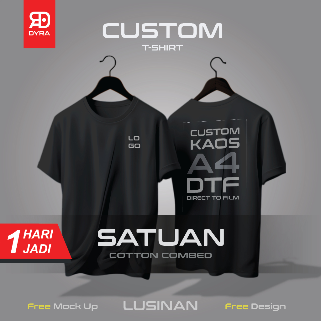 Jual Sablon Kaos Satuan, Bikin Kaos Lusinan, Custom Kaos Premium Cotton Combed Dyra | Shopee ...