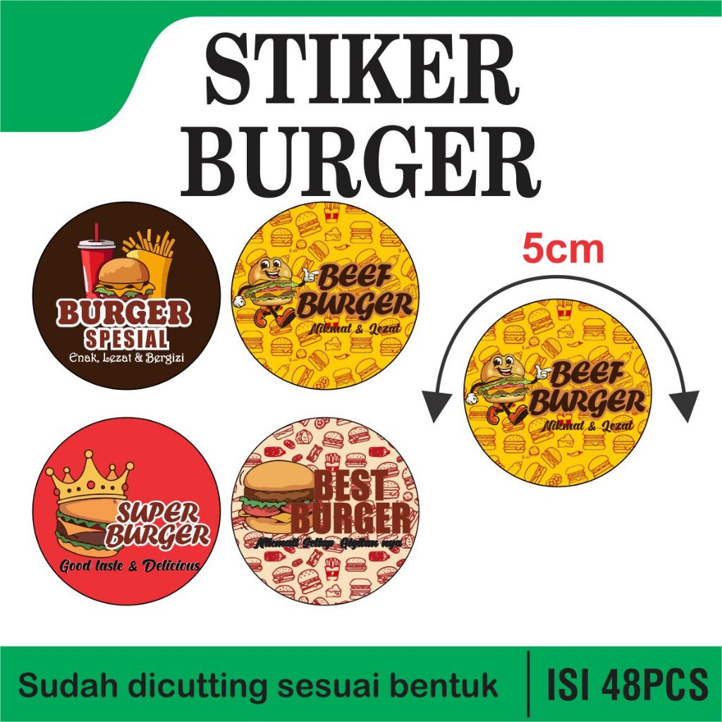Jual STIKER LABEL KEMASAN MAKANAN BURGER STIKER KEMASAN MAKANAN ...