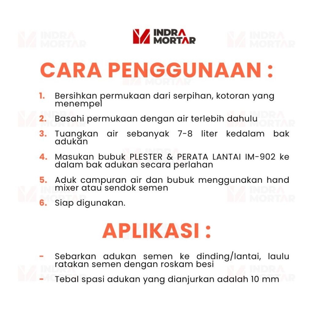 Jual Semen Instan | Mortar Plester Dinding&Perata Lantai IM-902 | 50 KG ...
