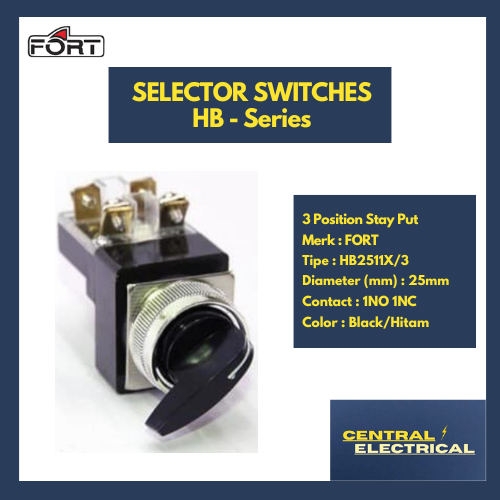 Jual FORT Selector Switches (HB-Series) 3 Position Stay Put merk FORT ...