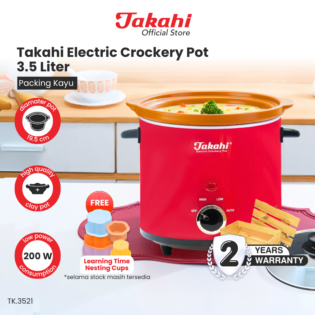 Jual Takahi Electric Crockery Pot 3,5 Liter | (INCLUDE PALET) | Slow Cooker | Shopee Indonesia