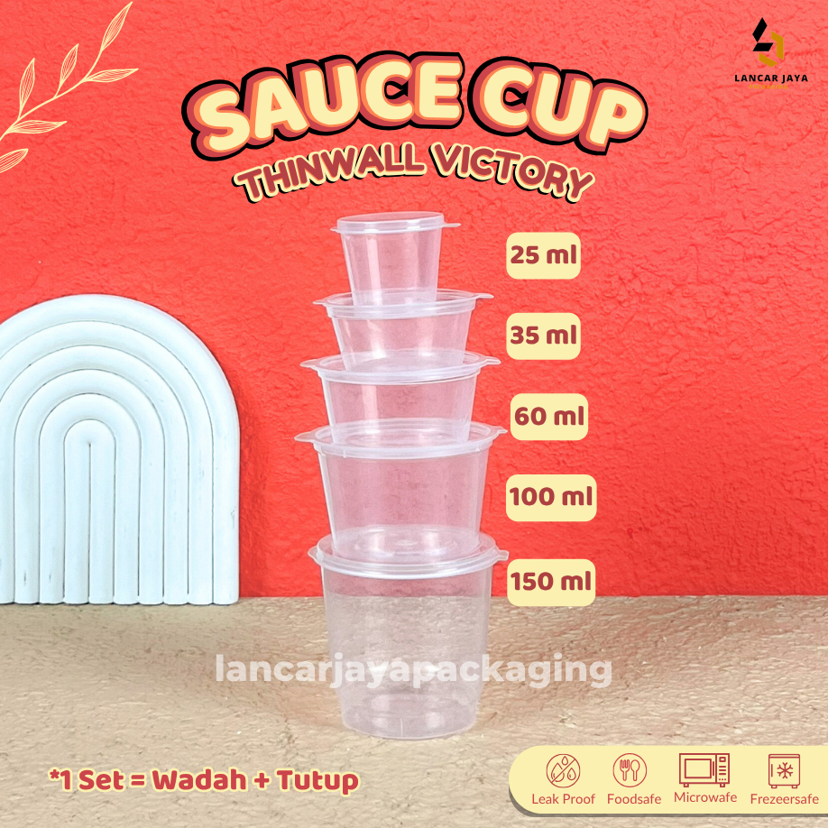 Jual [PER PACK] Cup Sauce Saus Pudding Sambal Victory Thinwall Klip Wadah Plastik Kontainer 25ml ...