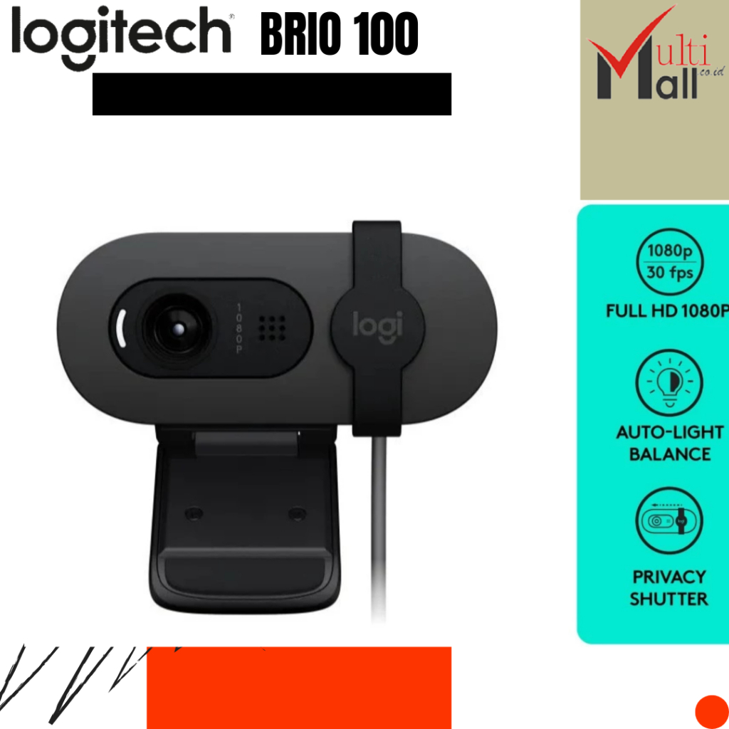 Jual Logitech Brio 100 Webcam Full HD Shutter Privacy & Built-in ...