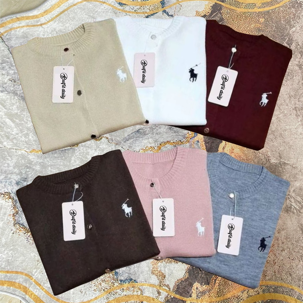 Jual Cardigan Rajut Polo Horse Acrilic Knit Premium Tebal Kancing Gold ...