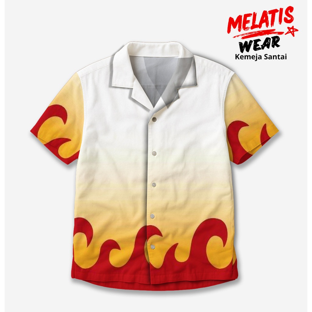 Jual MELATIS WEAR Kemeja Motif Api Flame Rengoku Kimetsu No Yaiba ...