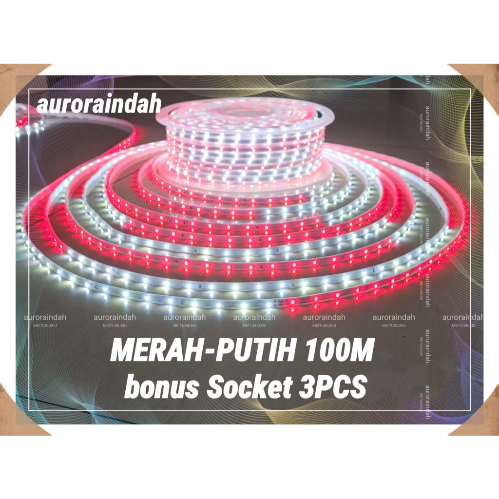 Jual Lampu LED Strip Selang 3528/ 2835 AC 220V MERAH+PUTIH DAN RGB ...