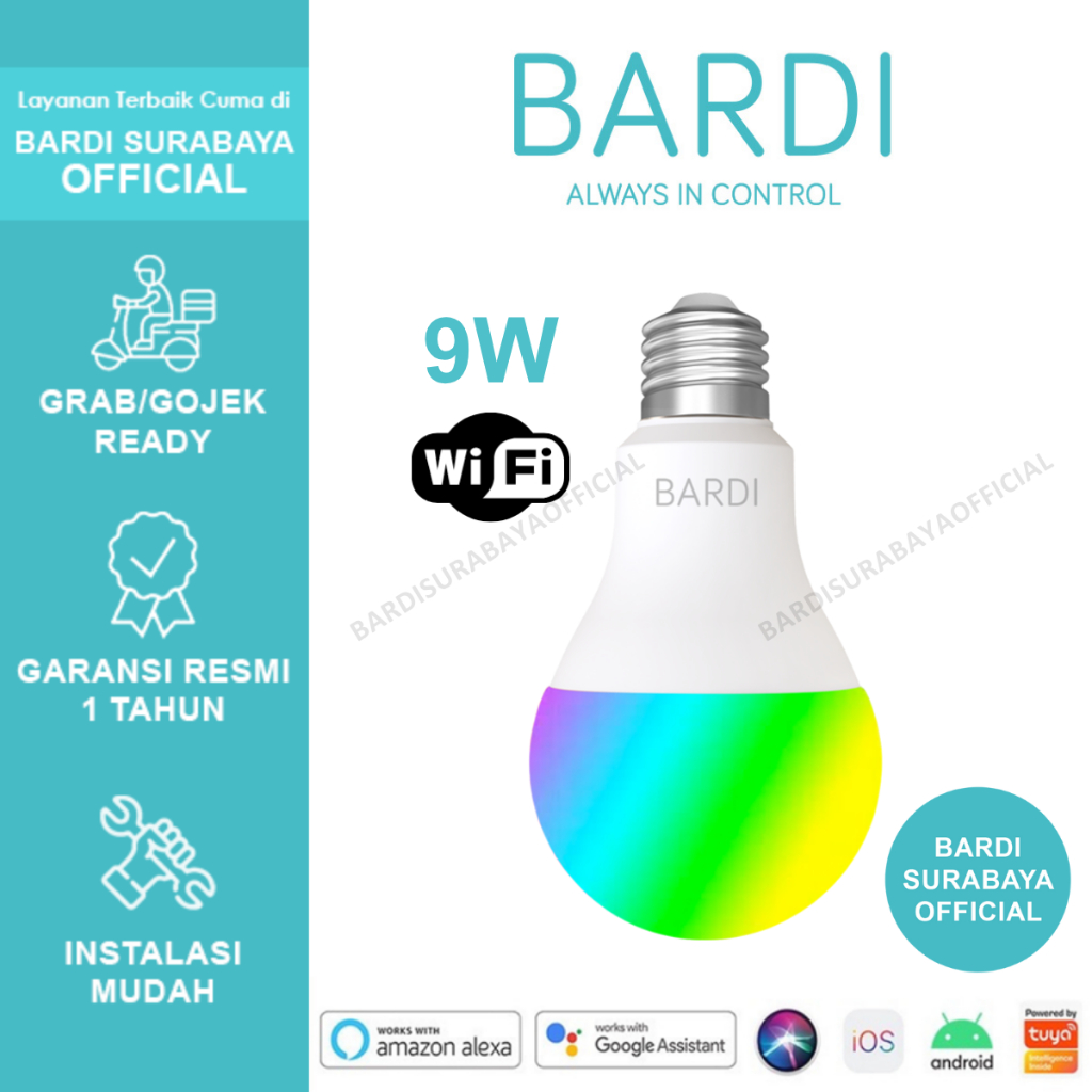 Jual BARDI Lampu Bohlam Pintar Smart LED Lamp Light Bulb 9W 9 Watt ...