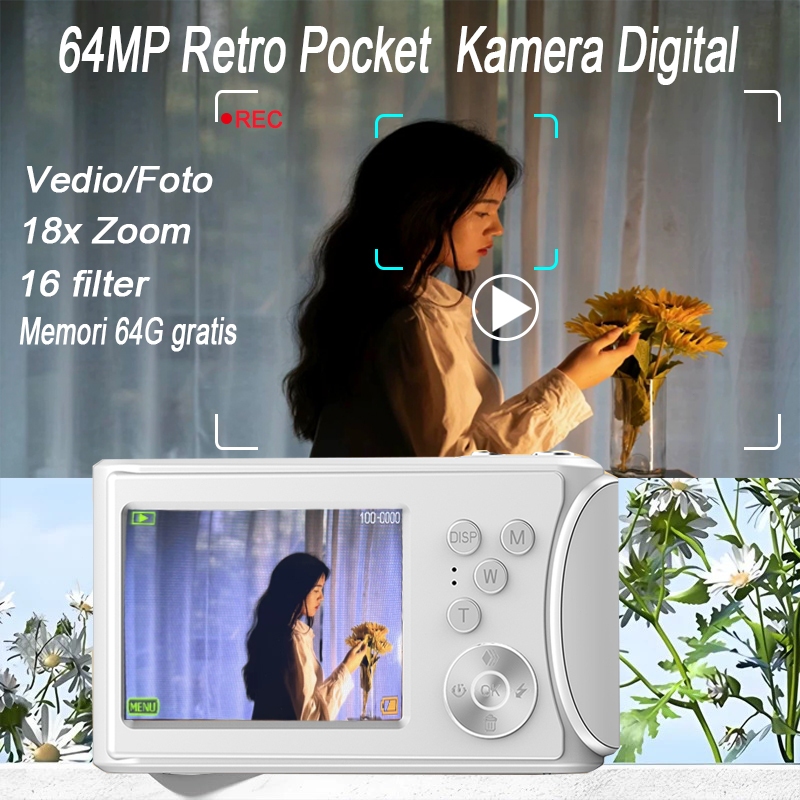 Jual Yicsee Kamera Digital 64MP Anti Goyang 18X Zoom WiFi - Kamera Vlog ...