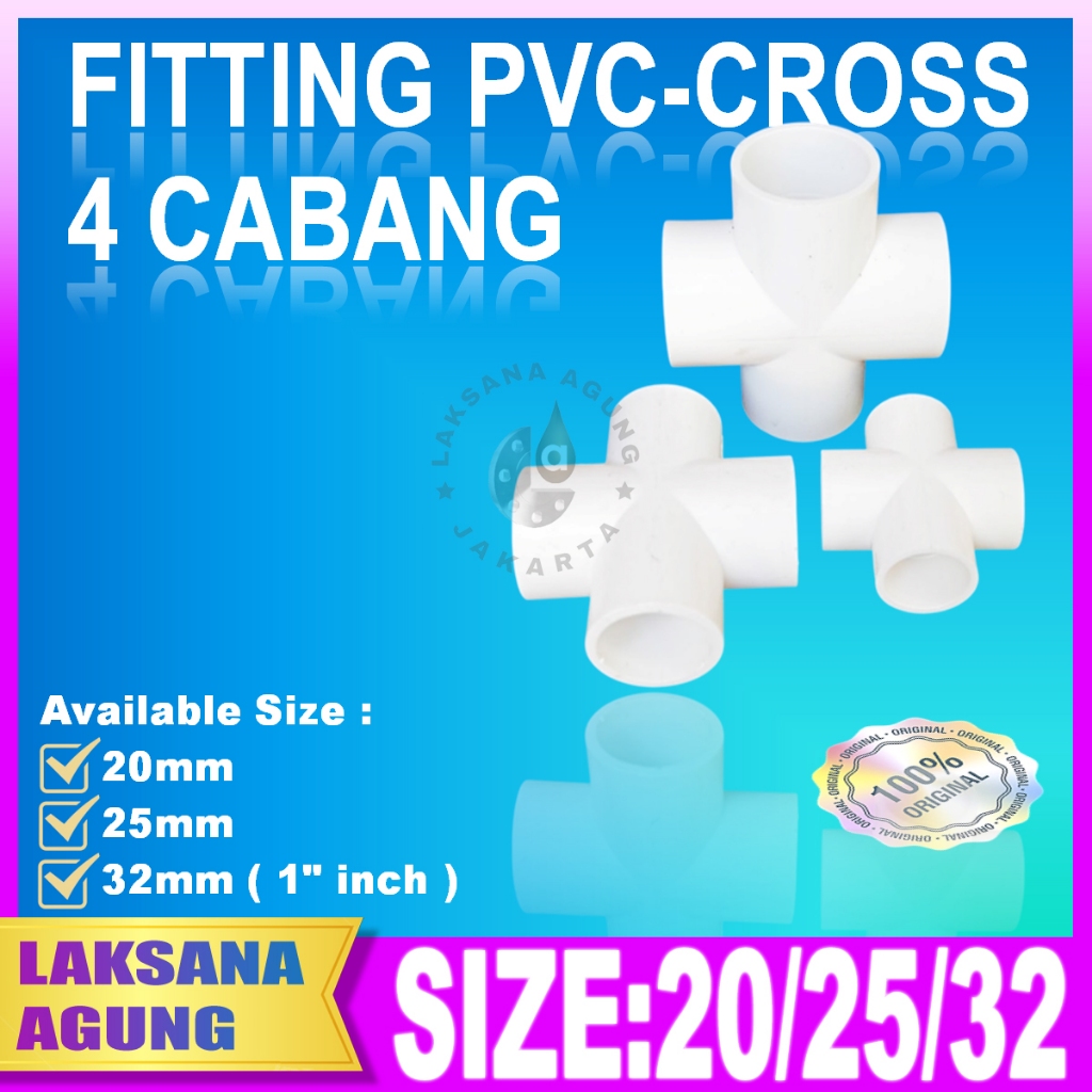 Jual Cross Tee Pvc 20mm, 25mm ,1 inch, 4 Arah | Tee Cross Cabang 4 Way ...