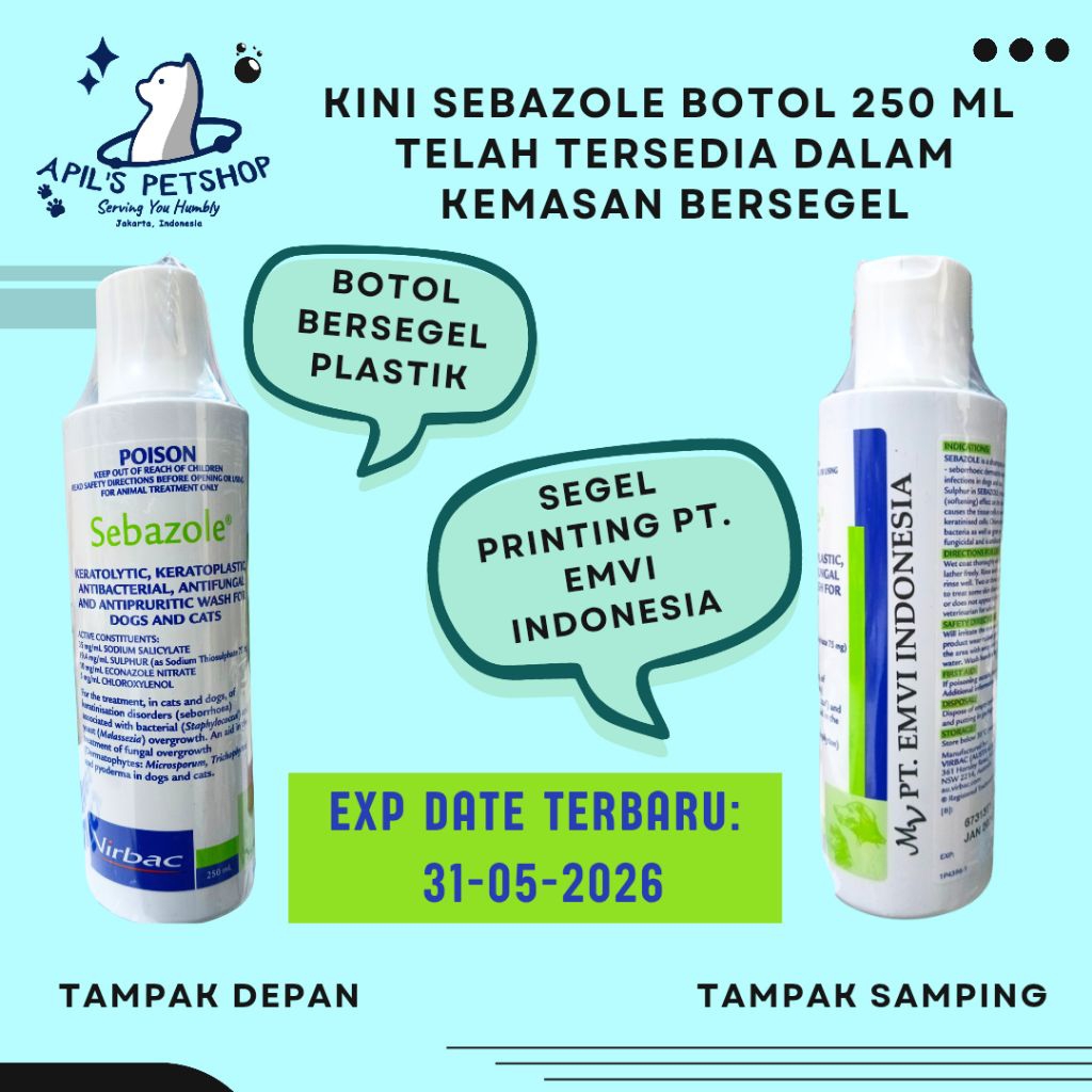 Jual SEBAZOLE VIRBAC SHAMPOO ANTI JAMUR UNTUK KUCING DAN ANJING BOTOL ...