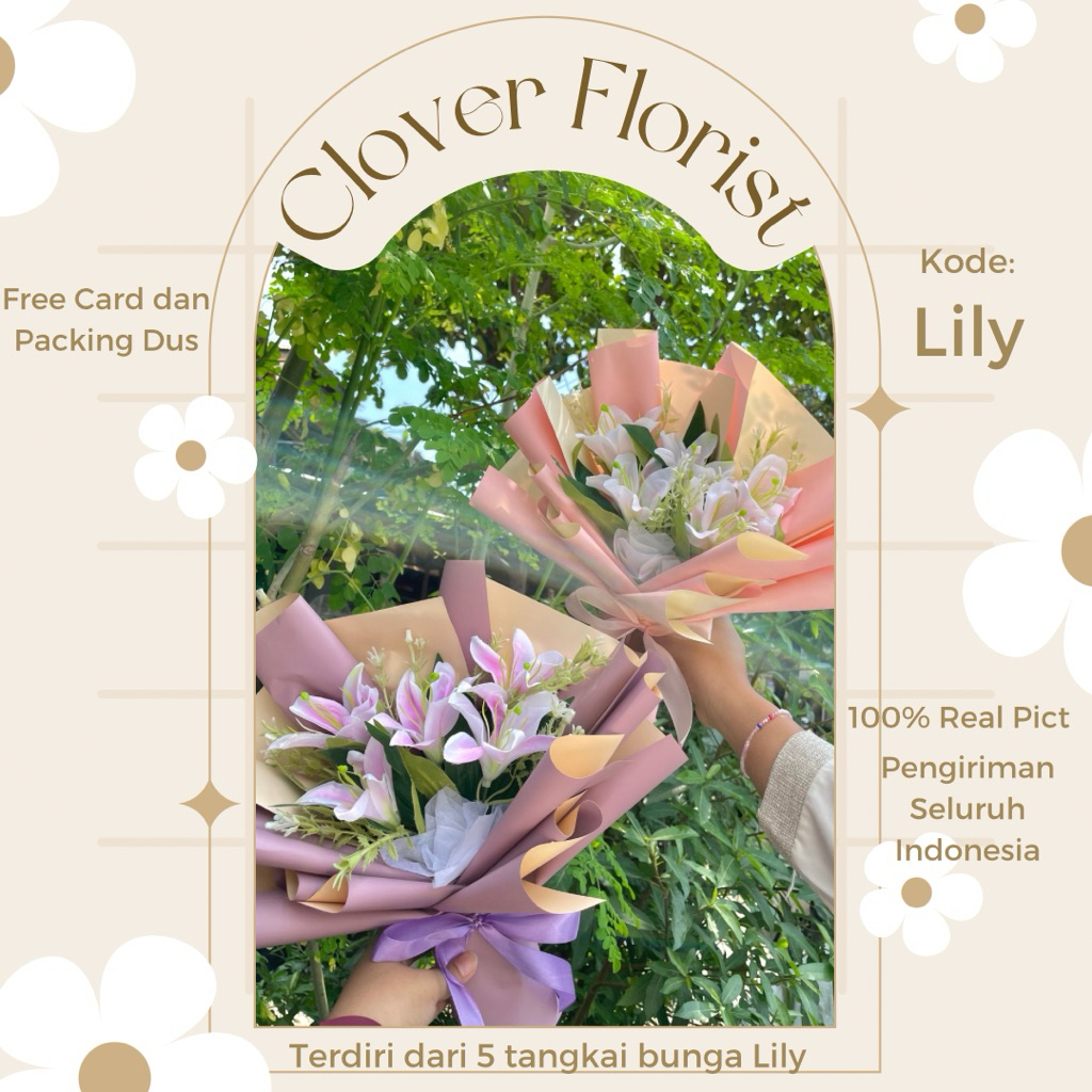 Jual LILY BOUQUET ARTIFICIAL - CLOVER FLORIST - BUKET BUNGA PEONY ...