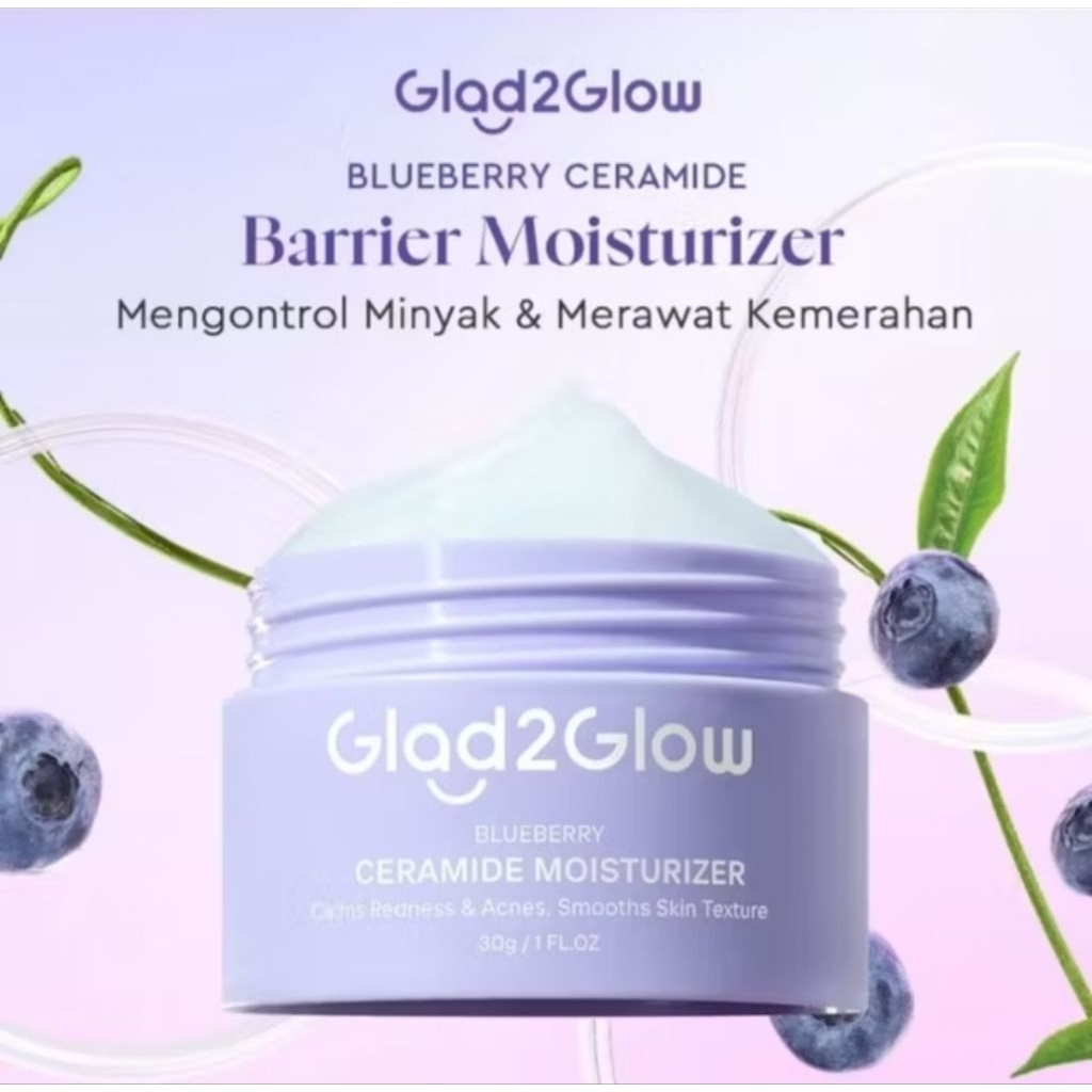 Jual G2G Glad2Glow 5% Blueberry Moisturizer Cream 5x Ceramide Skin ...