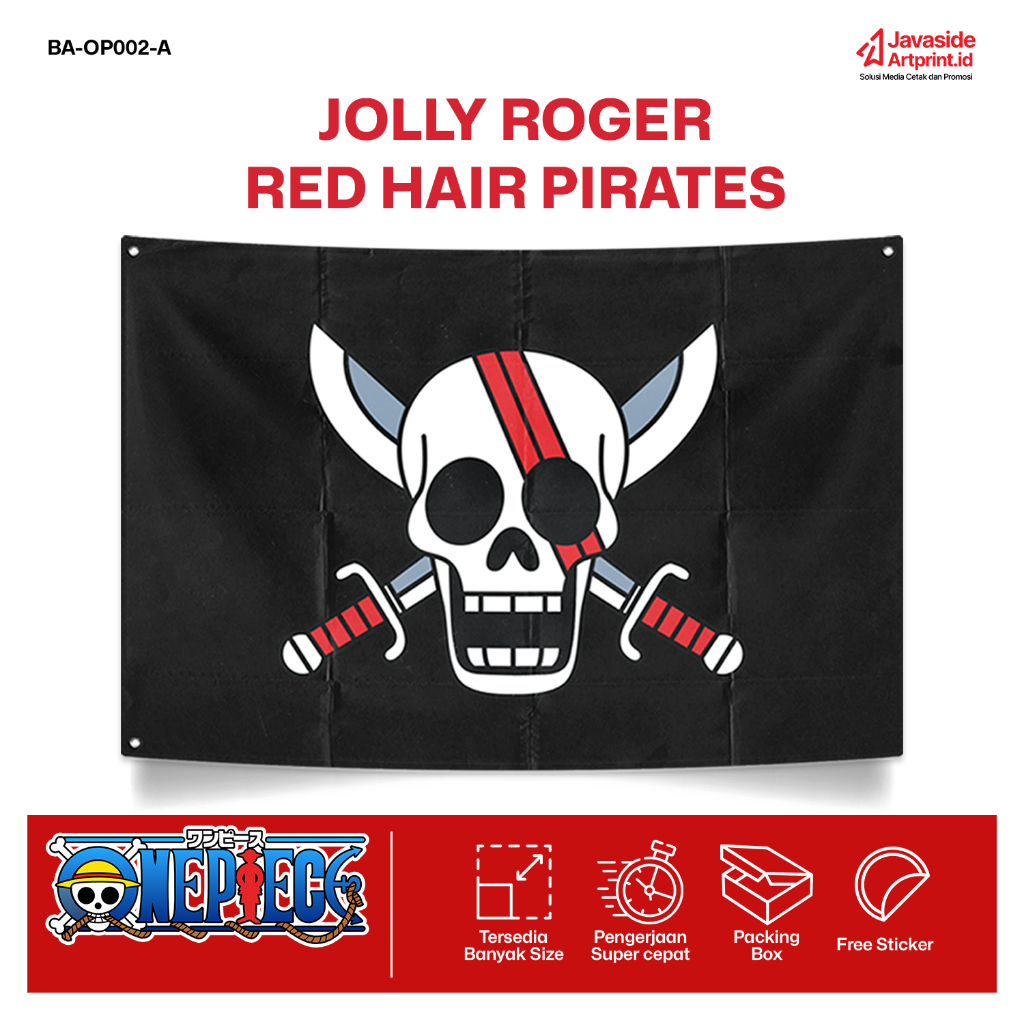 Jual BENDERA BAJAK LAUT AKAGAMI NO SHANK - JOLLY ROGER RED HAIR PIRATES ...
