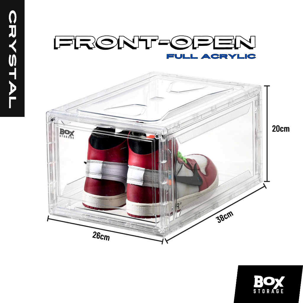 Jual BOXSTORAGE「Crystal」Shoe Box Front Drop Full Acrylic Clear ...
